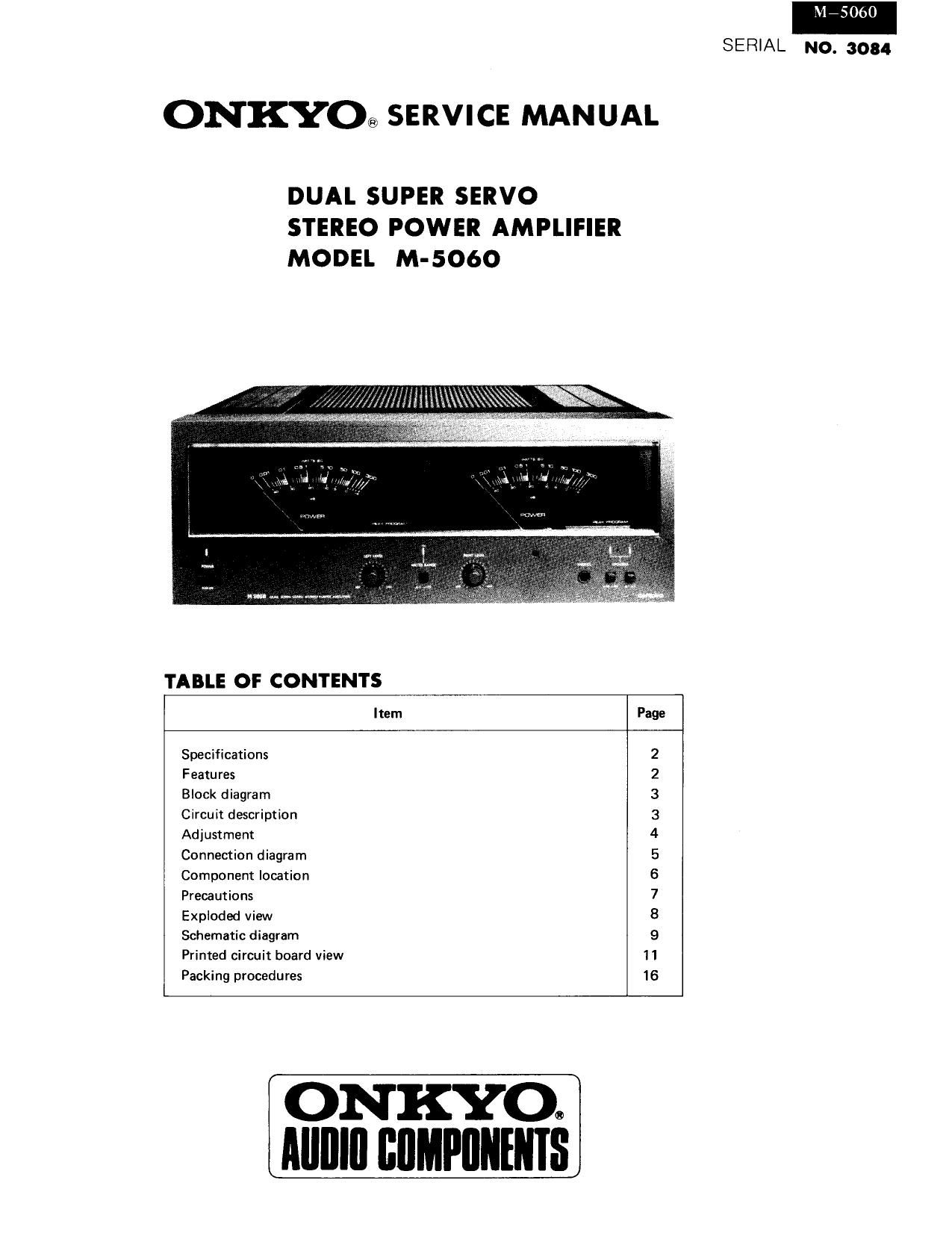 Free Audio Service Manuals Free Download Onkyo M 5060 Service Manual